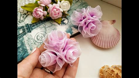 Воздушные розочки из органзы 2,5 см. / Organza Roses - YouTube