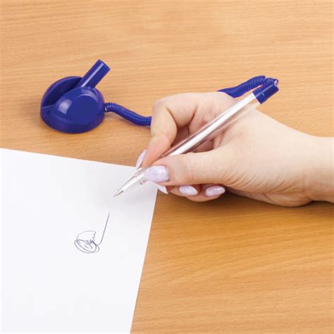 Ручка шариковая настольная синяя на пружинке на подставке STOP PEN 1 ...
