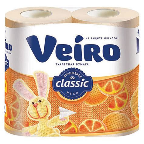 Туалетная бумага Veiro "2х-слойная, Classic, абрикосовая", 4 шт ...