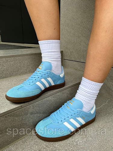 Женские Кроссовки Adidas Samba Argentina Blue адидас самба голубые кожа ...