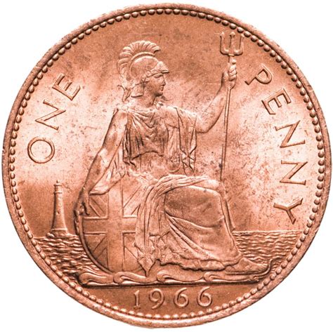 Монета Великобритания 1 пенни (penny) 1961-1967, случайный год ...