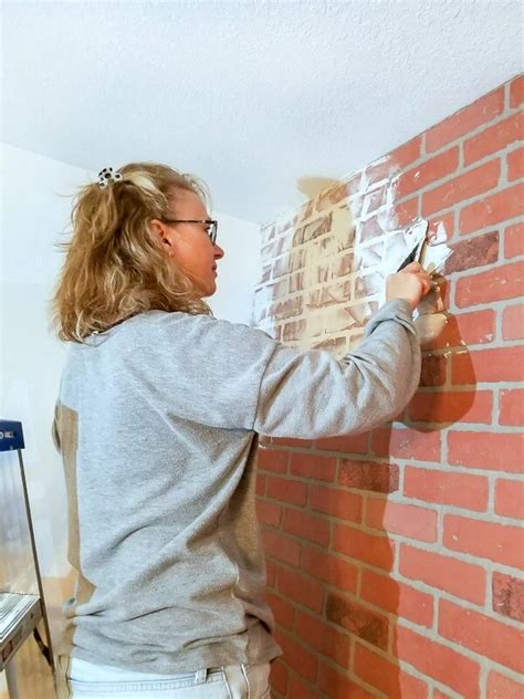 Faux Brick Wall with German Schmear - DIY Beautify - Creating Beauty at ...