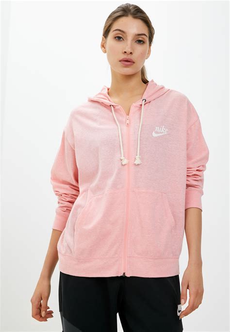 Толстовка Nike W NSW GYM VNTG JSY FZ HOODIE, цвет: розовый ...