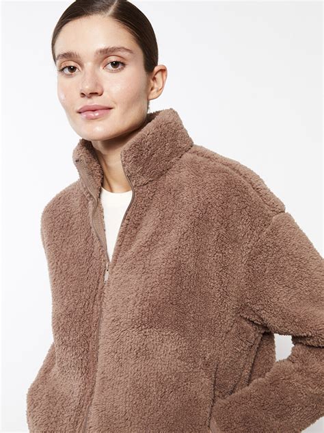 Turtle Neck Regular Long Sleeve Fleece Women's Sports Cardigan ...