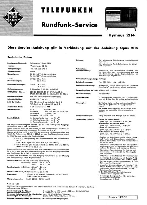 TELEFUNKEN HYMNUS 2114 SM Service Manual download, schematics, eeprom ...