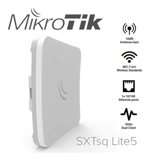 ACCESS POINT WIRELESS MIKROTIK SXT LITE5 RB-SXTSQ5ND 5GHz 16dBi 316mW ...