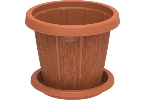 Cosmoplast Cedargrain Plastic Flowerpots 8" with Tray – Cosmoplast UAE