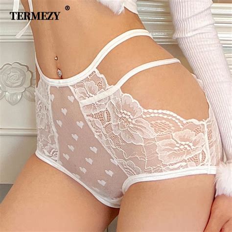 TERMEZY Сексуальные женские трусики, кружевные однотонные трусы со ...
