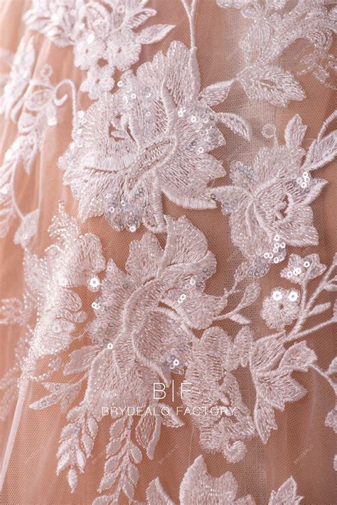Luxury Clear Beading Flower Lace Fabric