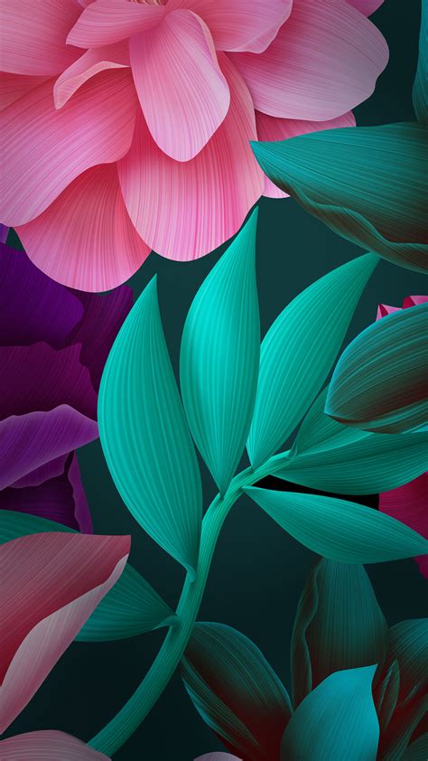 Download 1440x2880 wallpaper flowers, leaves, huawei mate 10, stock, lg ...