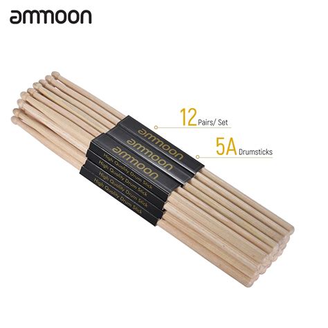 Ammoon 12 пар деревянных барабанных палочек 7А, барабанные палочки ...