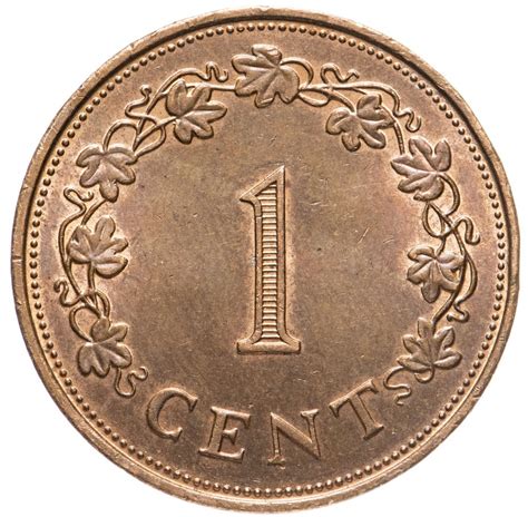 Монета Мальта 1 цент 1975 стоимостью 268 руб.
