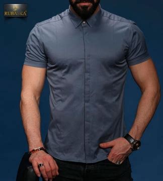 Серая Мужская Летняя Рубашка с Коротким Рукавом Р-432 купить купить в ...