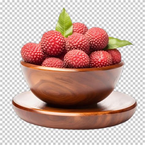 Деревянная миска с фруктами дуриана, выделенная на прозрачном фоне ...