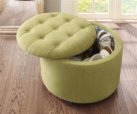 Как хранить обувь в прихожей: способы и советы | Round ottoman, Ottoman ...