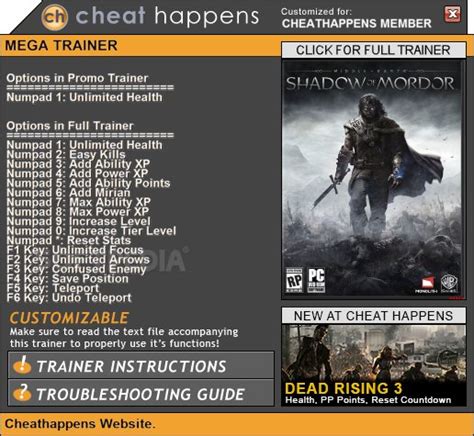 Middle Earth: Shadow of Mordor +1 Trainer Download | Softpedia