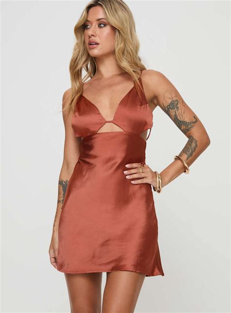 Alexo Mini Dress Rust | Princess Polly USA