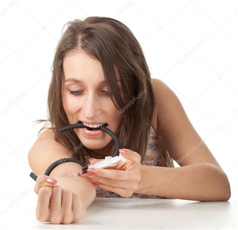 Drug addict girl in action — Stock Photo © photomak #5813617