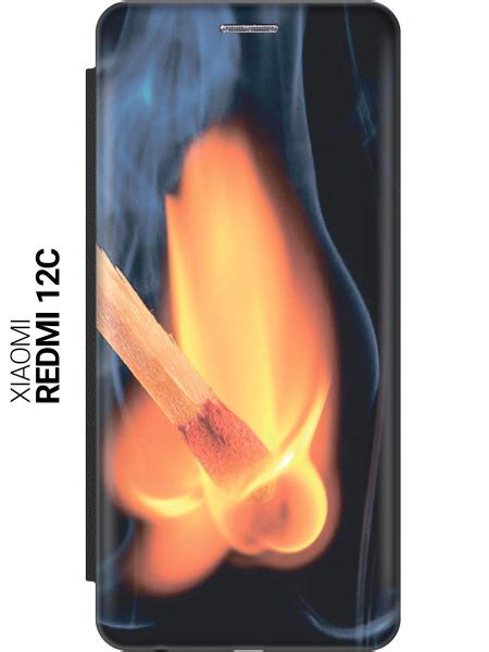Чехол-книжка на Xiaomi Redmi 12C / Сяоми Редми 12С c принтом "Горящая ...