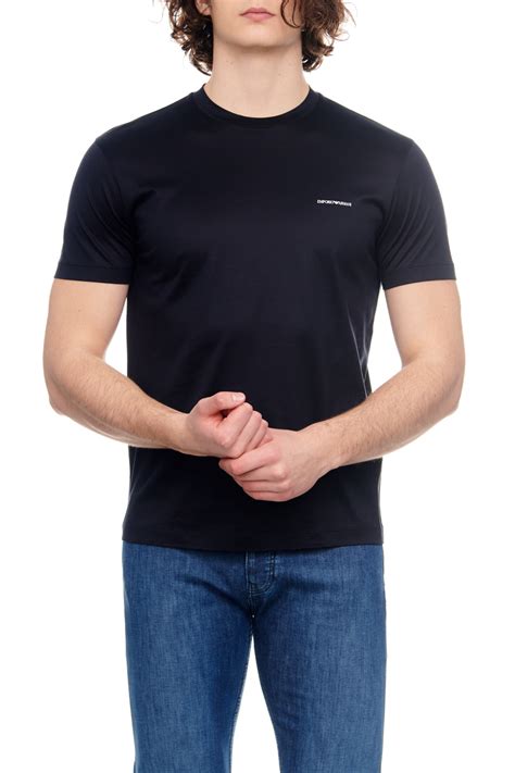 Emporio Armani мужская футболка из лиоцелла и хлопка с мелким логотипом ...