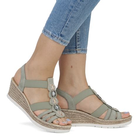 Dámské sandály RIEKER 619B2-52 zelená S4 | Rieker-eshop.cz