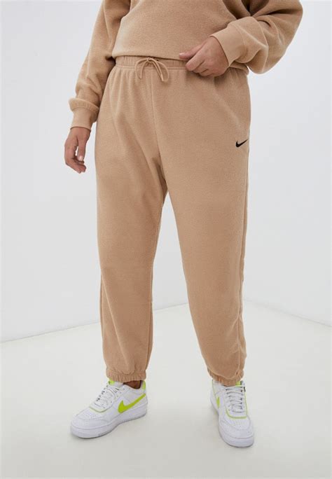 Брюки спортивные Nike W NSW ESSNTL PLSH HR JGGR PLUS, цвет: бежевый ...
