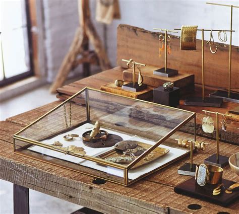 Jewelry Display Supplies: Brass Plated Glass Jewelry Display Case ...