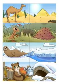 Картинки для игры «Где чей домик?» — скачать и распечатать. Животные ...