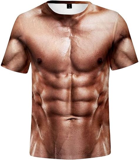 Mans 3D Short Sleeves Muscle T-Shirt Muscle Six Pack Abs Shirts for Man ...