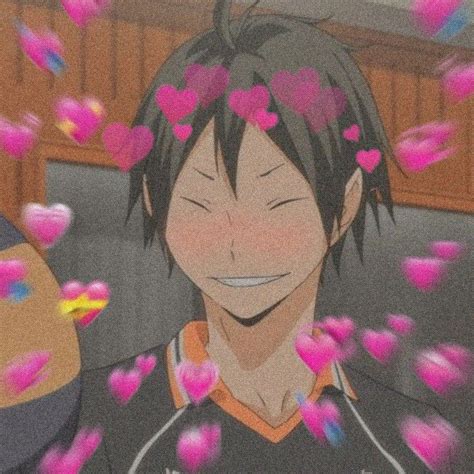 an anime character is surrounded by hearts and confetti in the air with ...